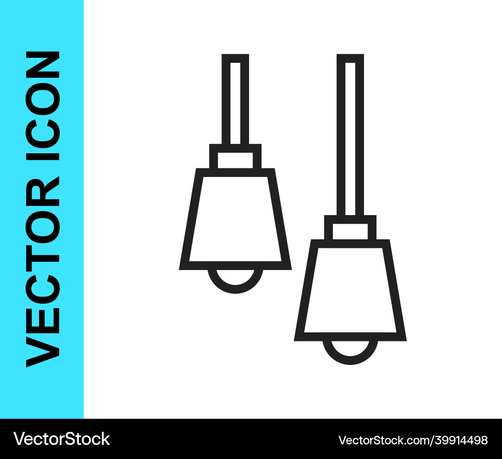 Black line lamp hanging icon isolated on white Vector Image