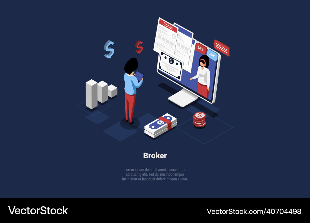 Broker in cartoon 3d style Royalty Free Vector Image