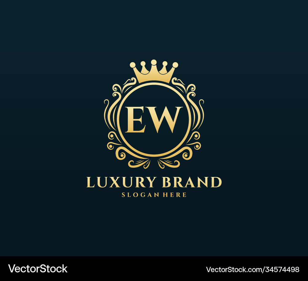 Ew initial letter gold calligraphic feminine Vector Image