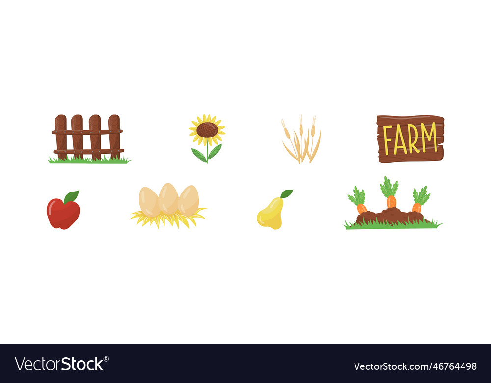 Farm and garden items object set Royalty Free Vector Image