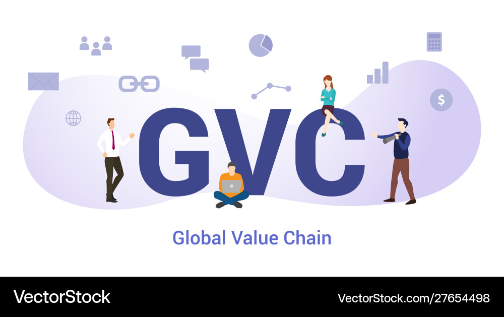 Gvc global value chain concept with big word or Vector Image