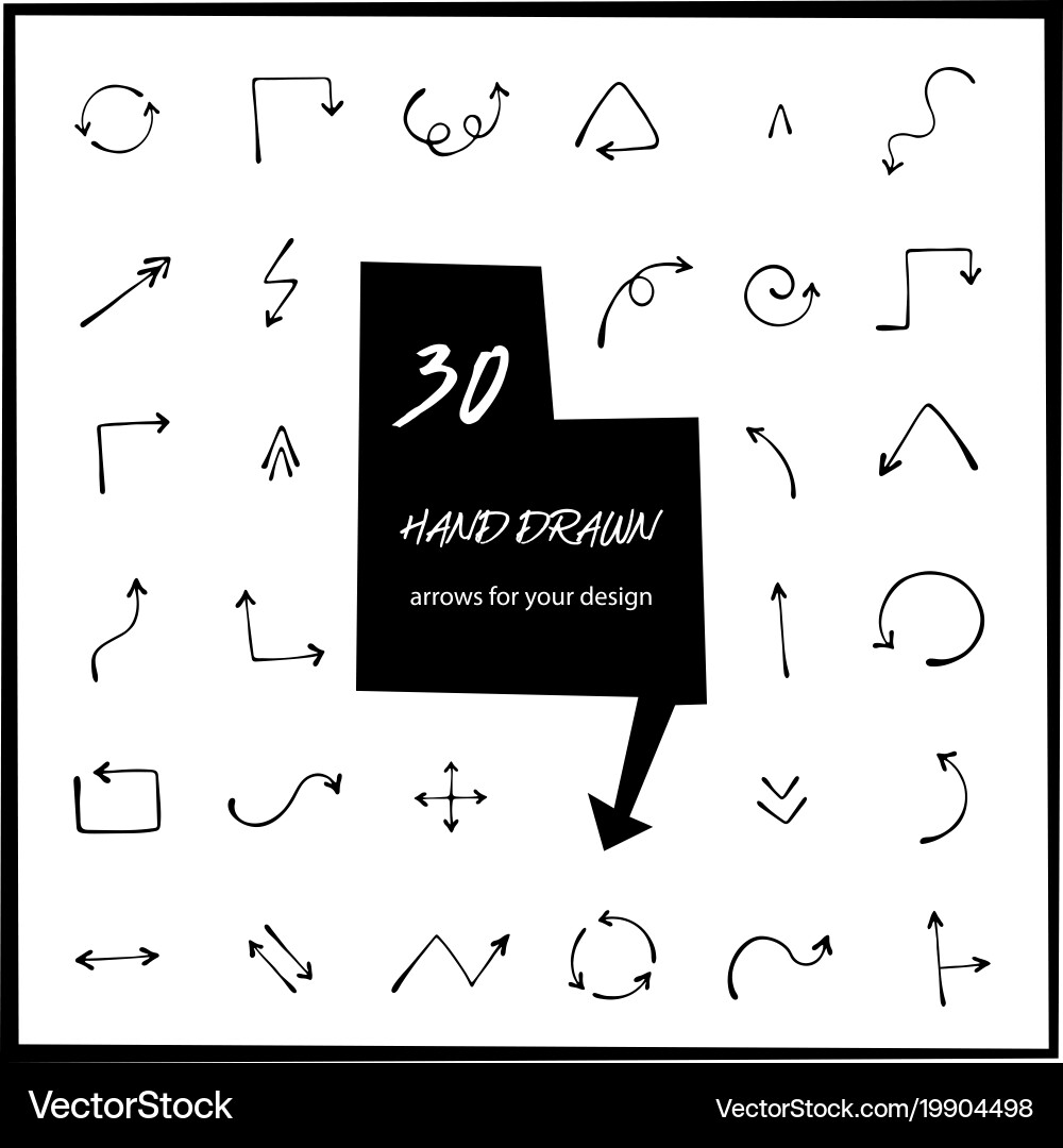 Hand drawn arrow art design sketch drawing Vector Image