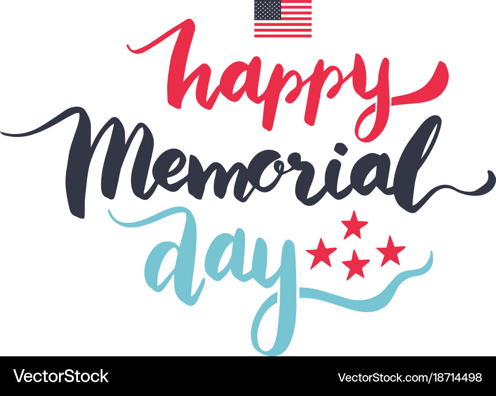 Happy memorial day lettering Royalty Free Vector Image