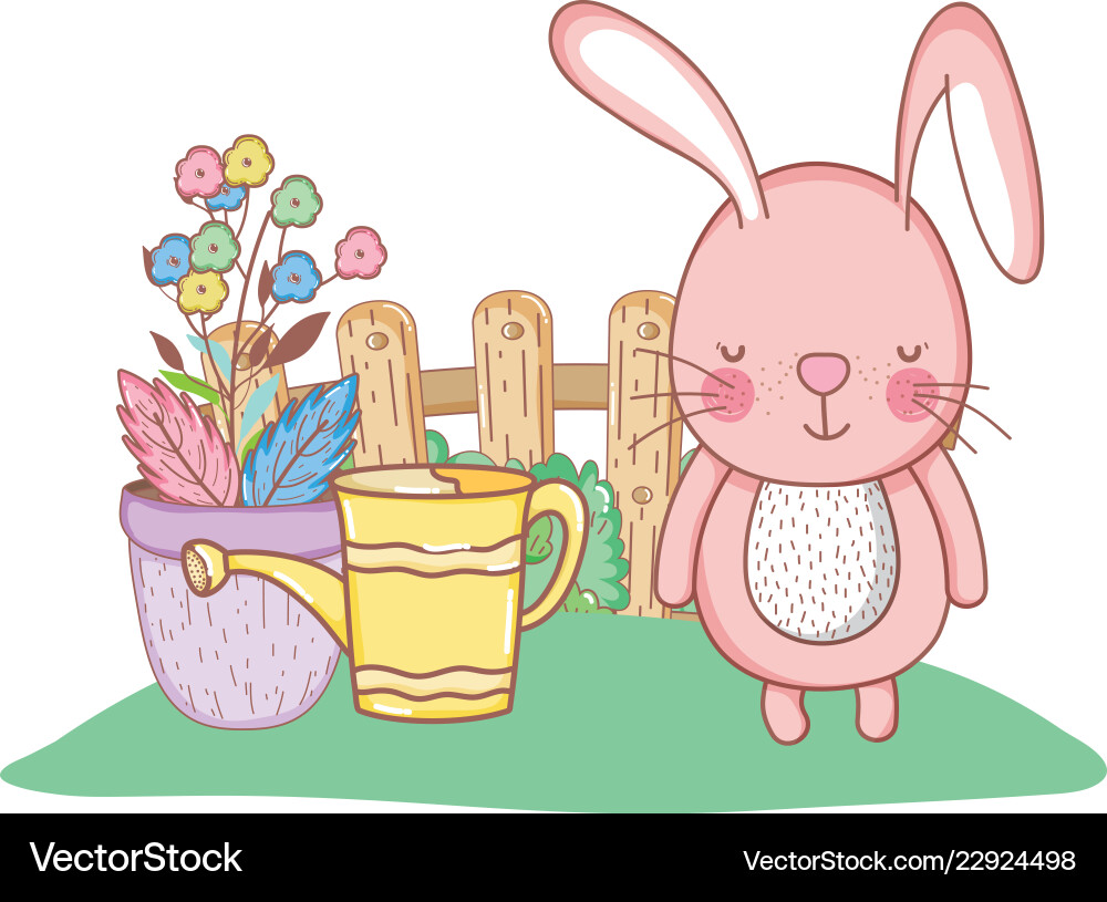 Little rabbit in the garden Royalty Free Vector Image