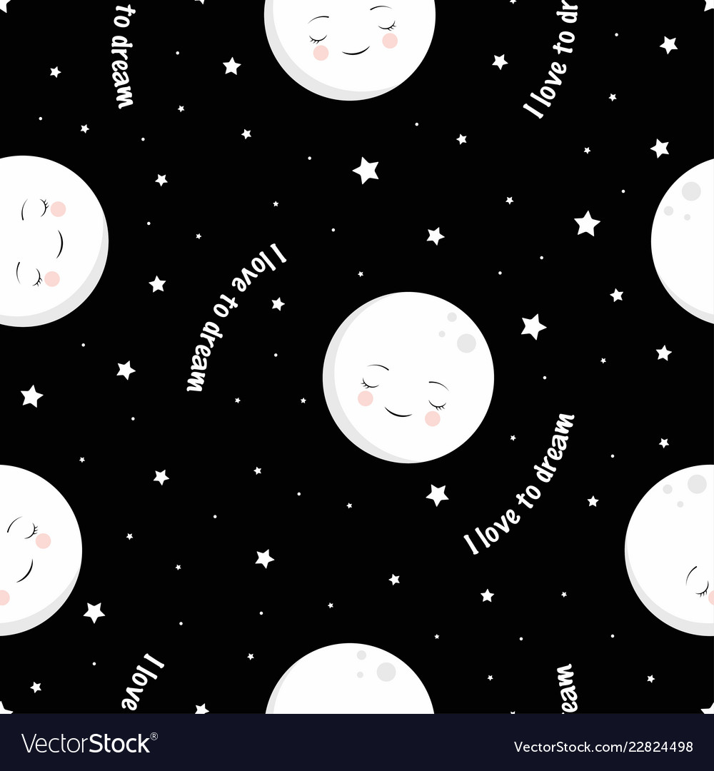 Pattern with cute moon Royalty Free Vector Image