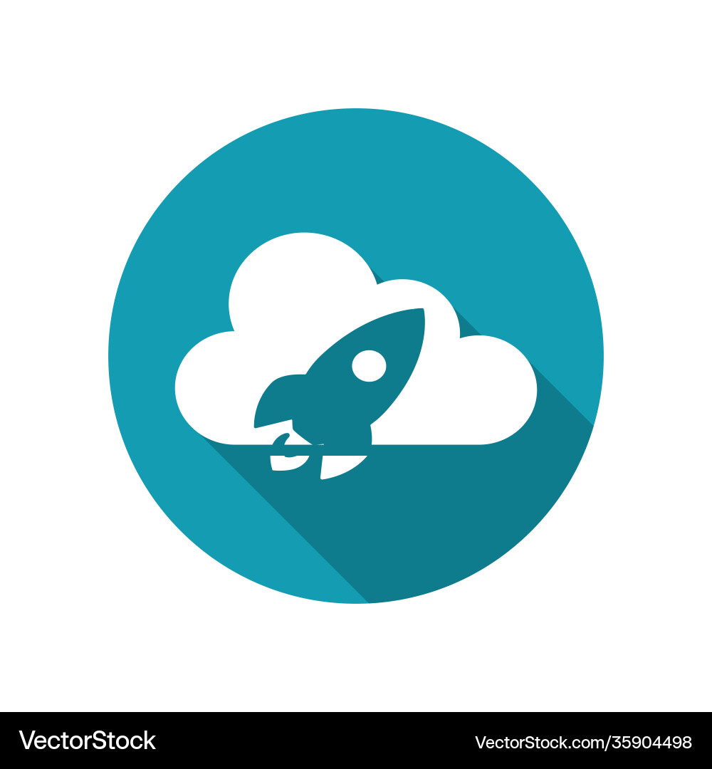Rocket icon on cloud isolated on white background Vector Image