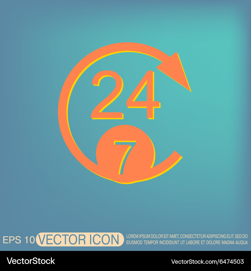 24 7 character 247 open hours a day and 7 Vector Image