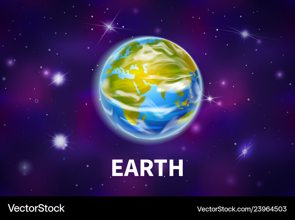 Bright realistic earth planet on colorful deep Vector Image