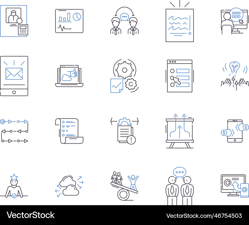 Community management outline icons collection Vector Image