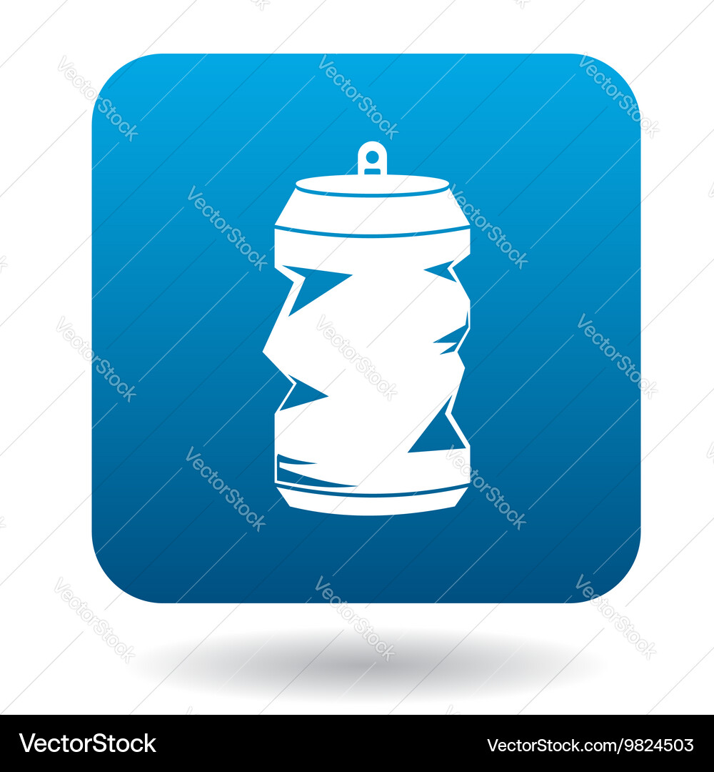 Crumpled empty soda or beer can icon simple style Vector Image