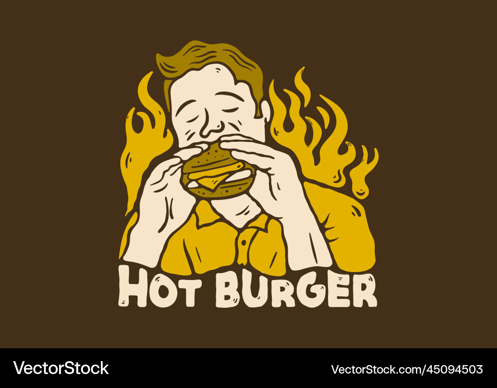 Design of man eating burger Royalty Free Vector Image