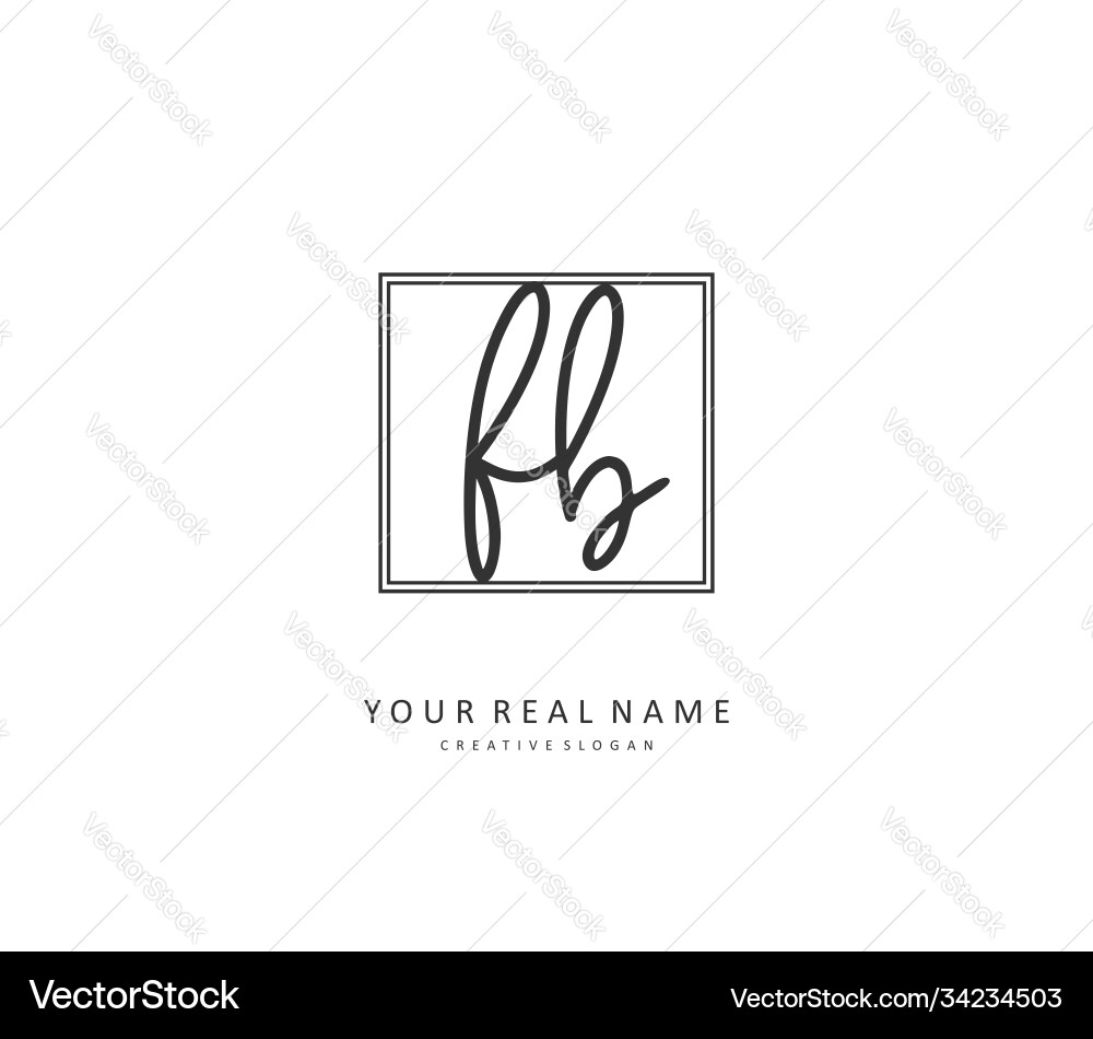F b fb initial letter handwriting and signature Vector Image
