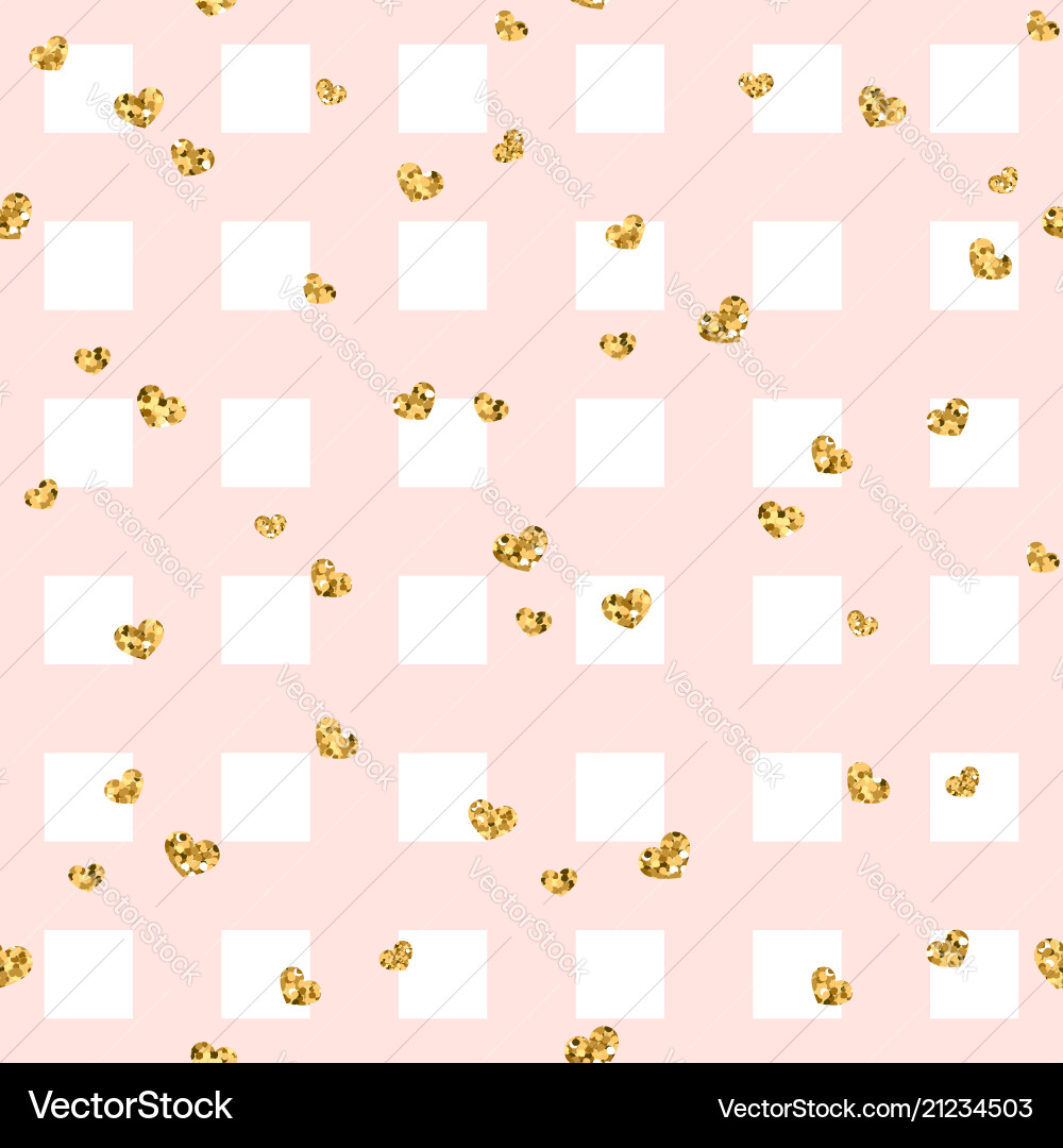 Gold heart seamless pattern pink-white geometric Vector Image