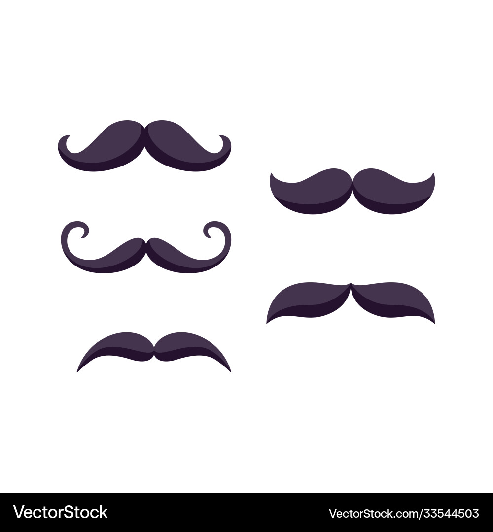 Hipster moustache set - isolated black mustache Vector Image