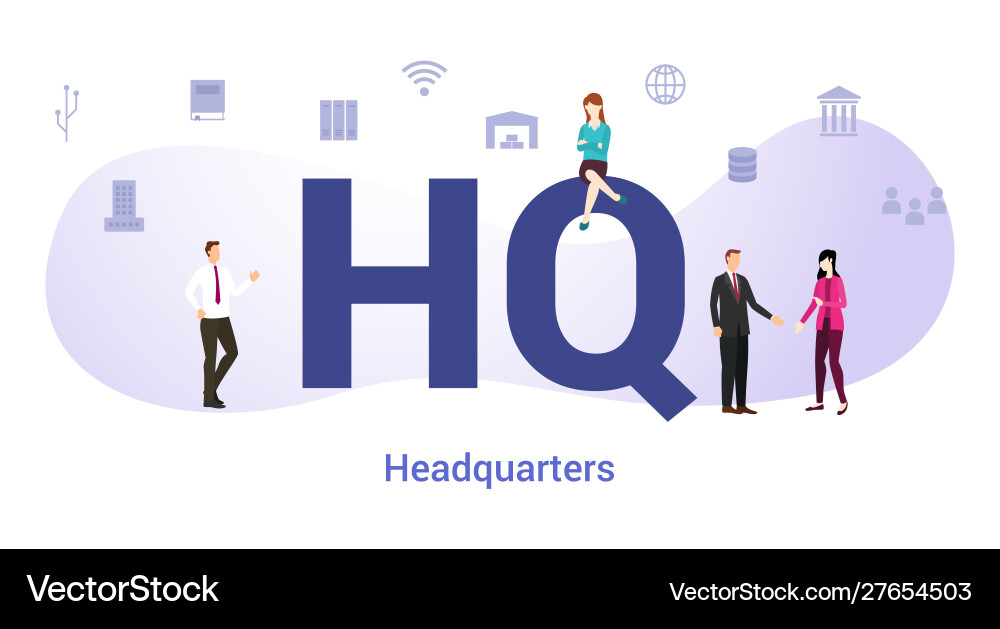 Hq headquarters concept with big word or text Vector Image