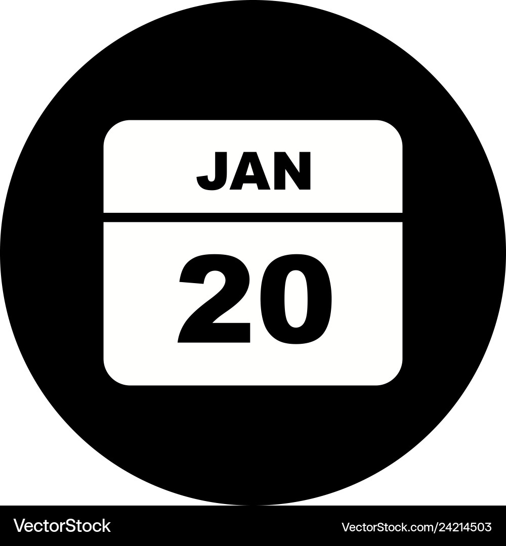 January 20th date on a single day calendar Vector Image