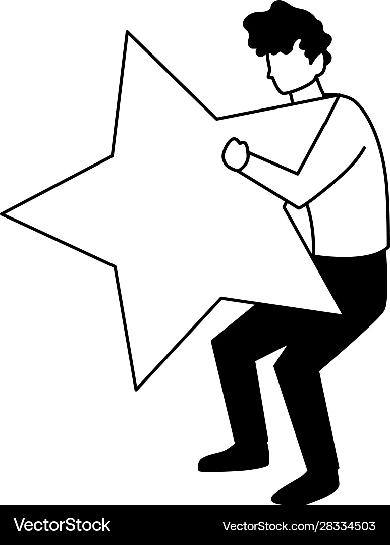 Man with star golden on white background Vector Image