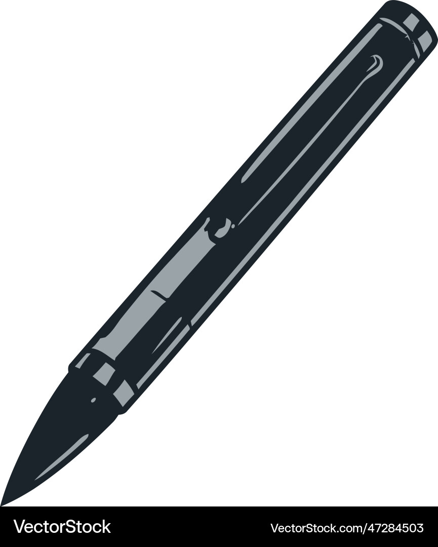 Metallic pen creates signature supply Royalty Free Vector