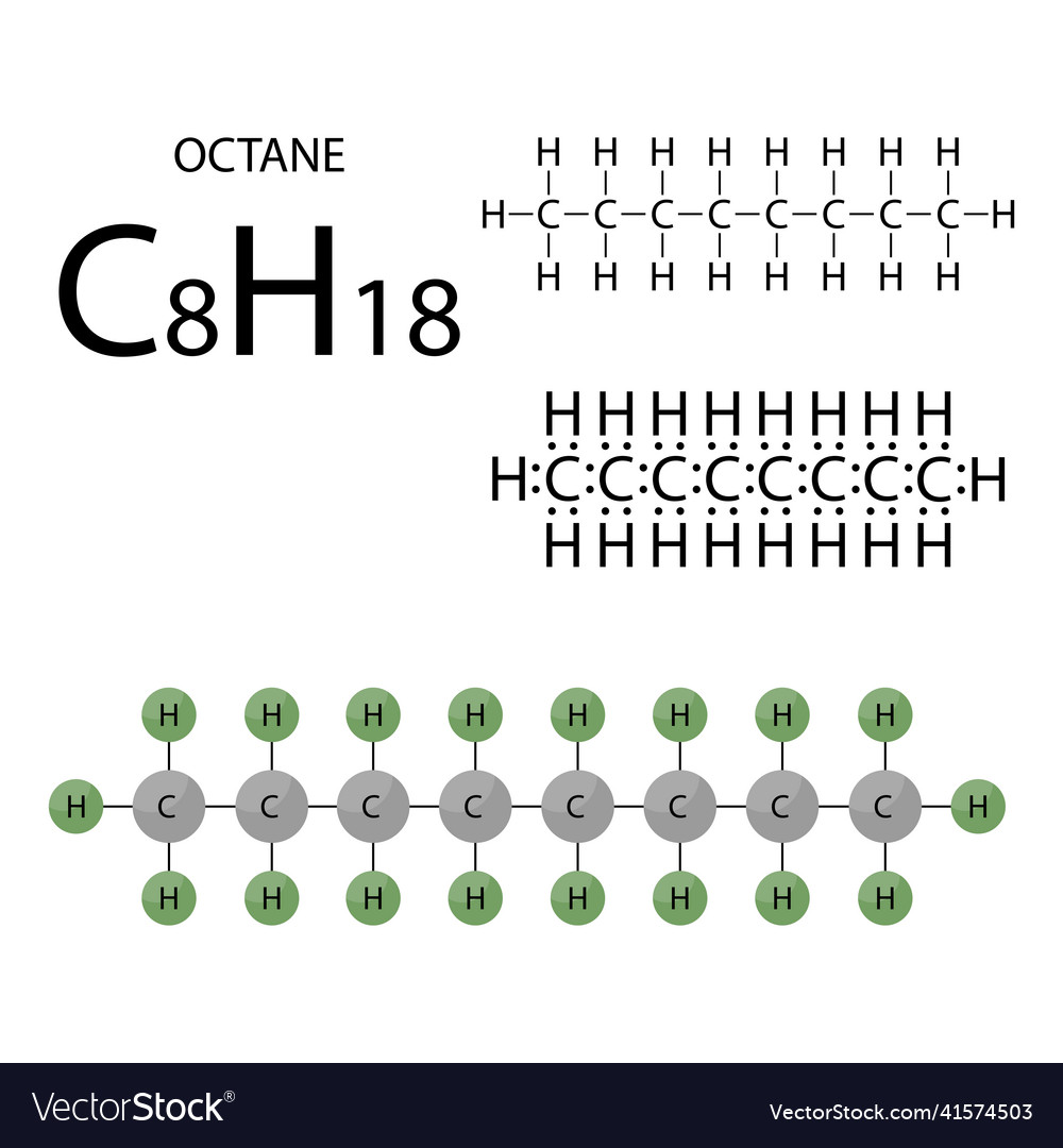 Octane Organic Chemical Compound Molecule Stick Vector Image