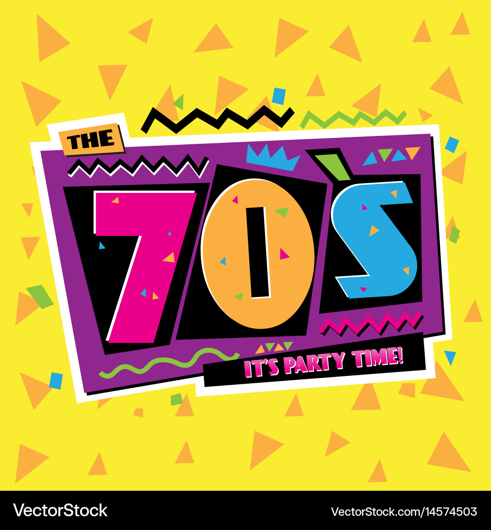 Party time the 70 s style label Royalty Free Vector Image
