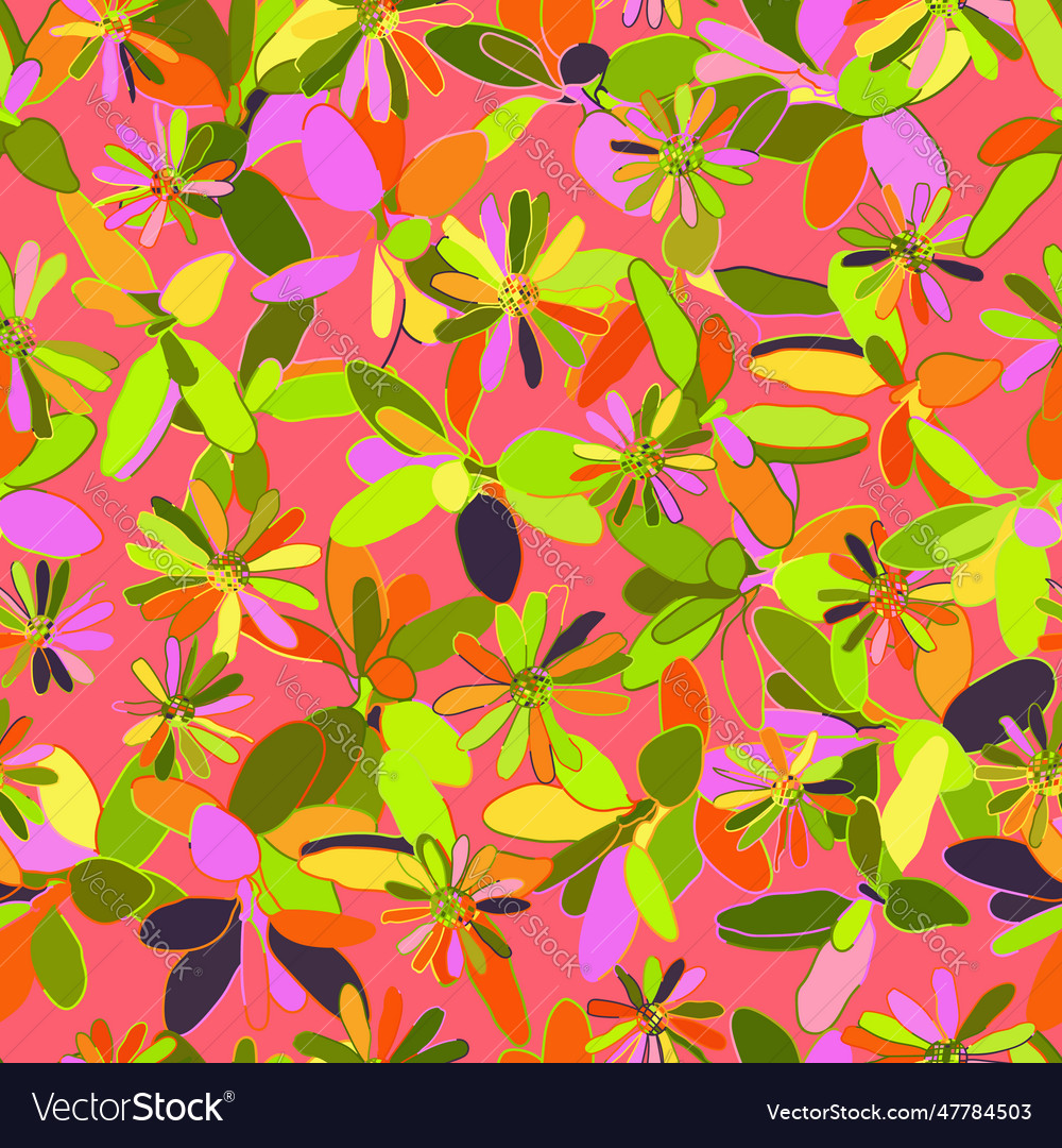 Seamless pattern with abstract flowers print Vector Image