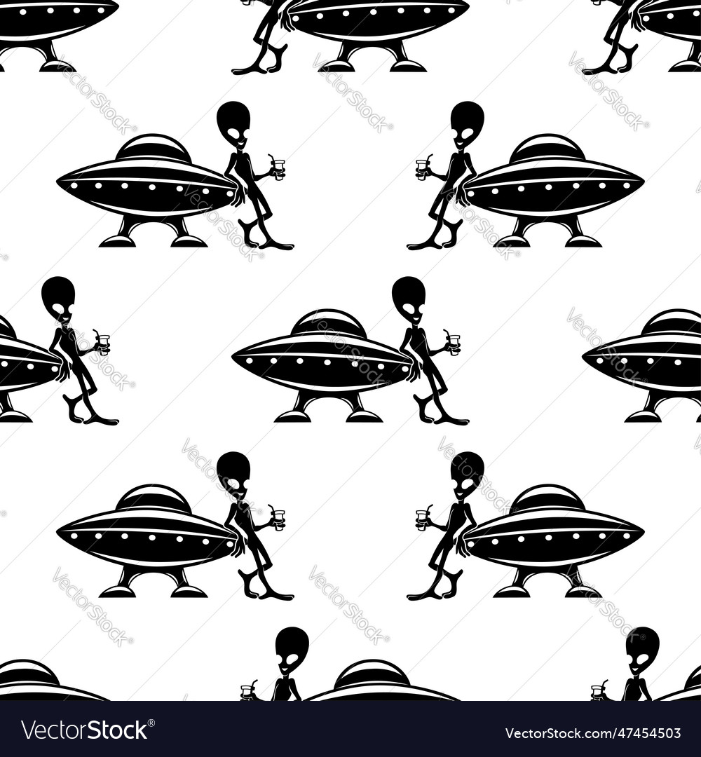 Seamless pattern with extraterrestrial alien Vector Image