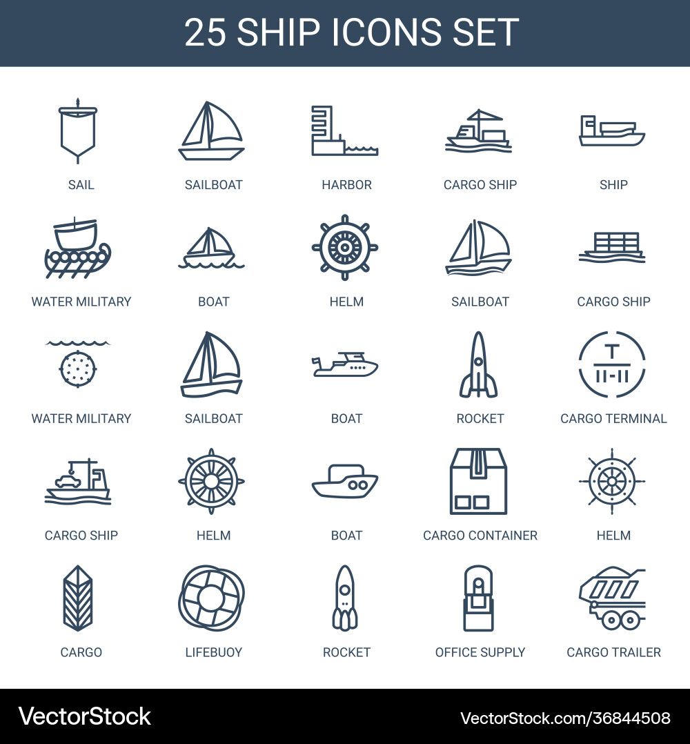 25 ship icons Royalty Free Vector Image - VectorStock
