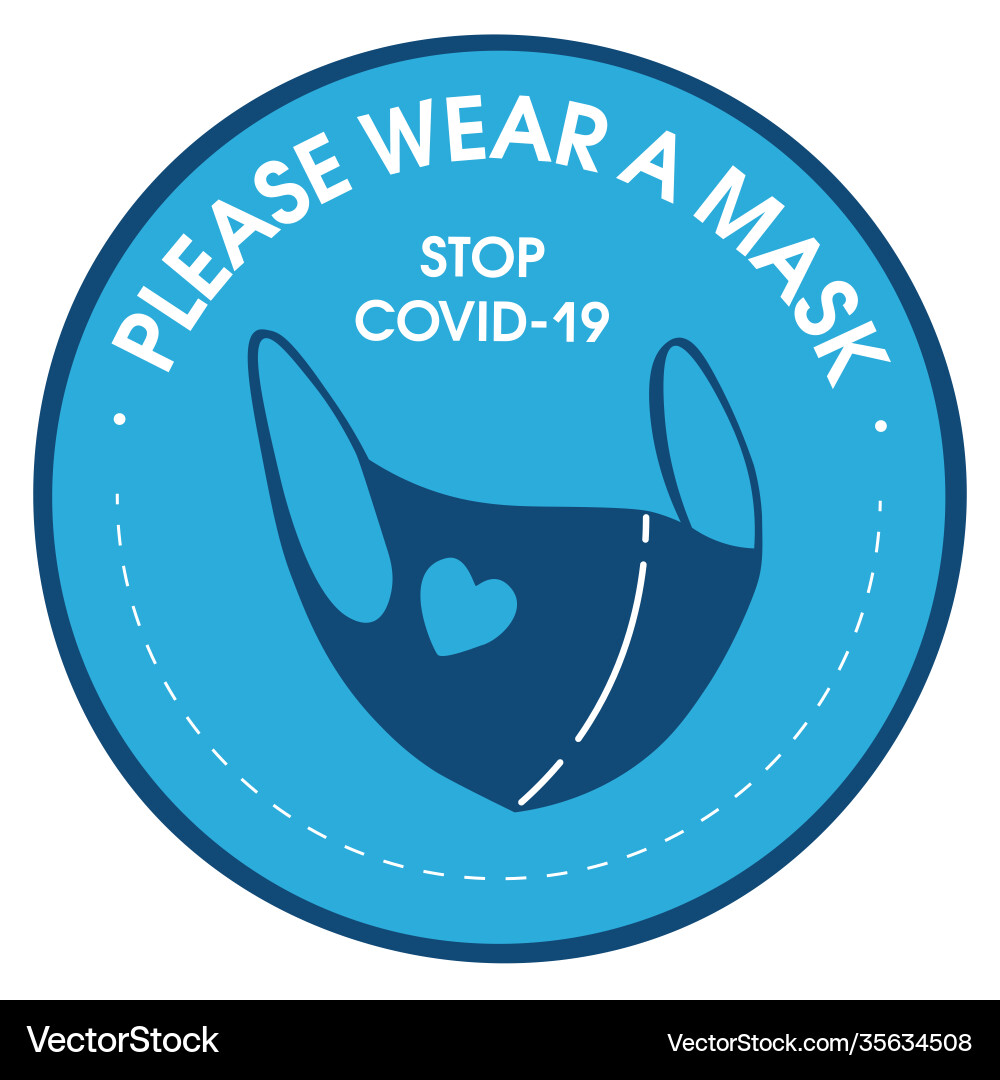 A face mask is required sticker round social Vector Image
