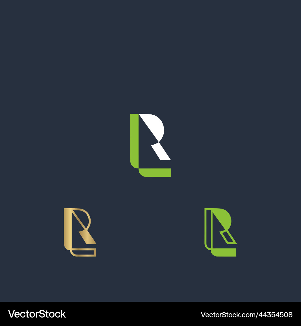 Alphabet initials logo lr rl l and r Royalty Free Vector