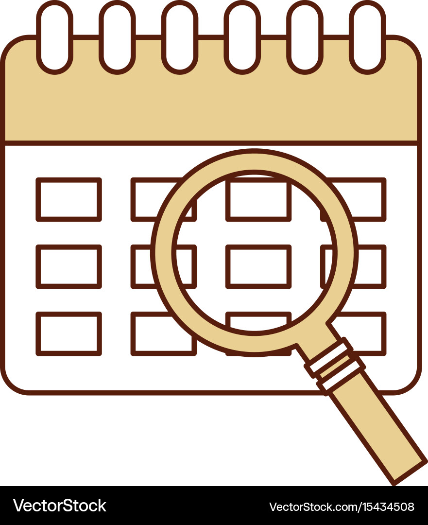 Calendar reminder with magnifying glass Royalty Free Vector