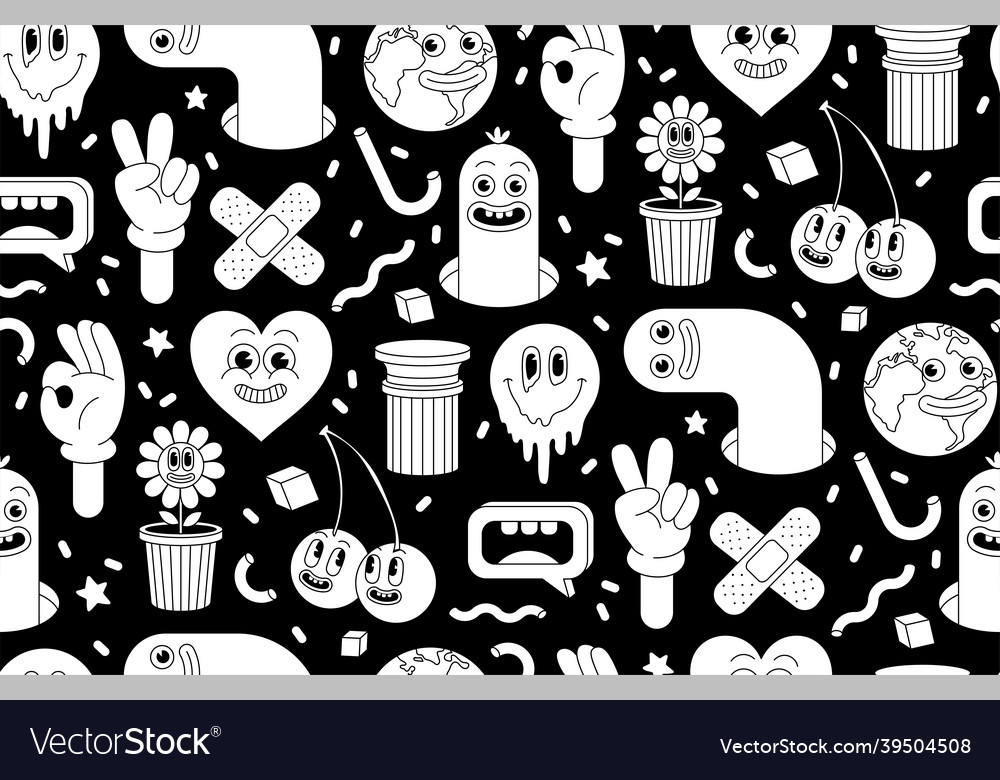 Cartoon characters background seamless pattern Vector Image