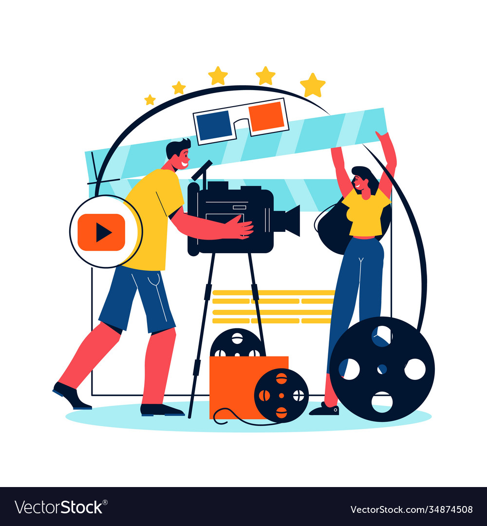 Cinema flat concept Royalty Free Vector Image - VectorStock
