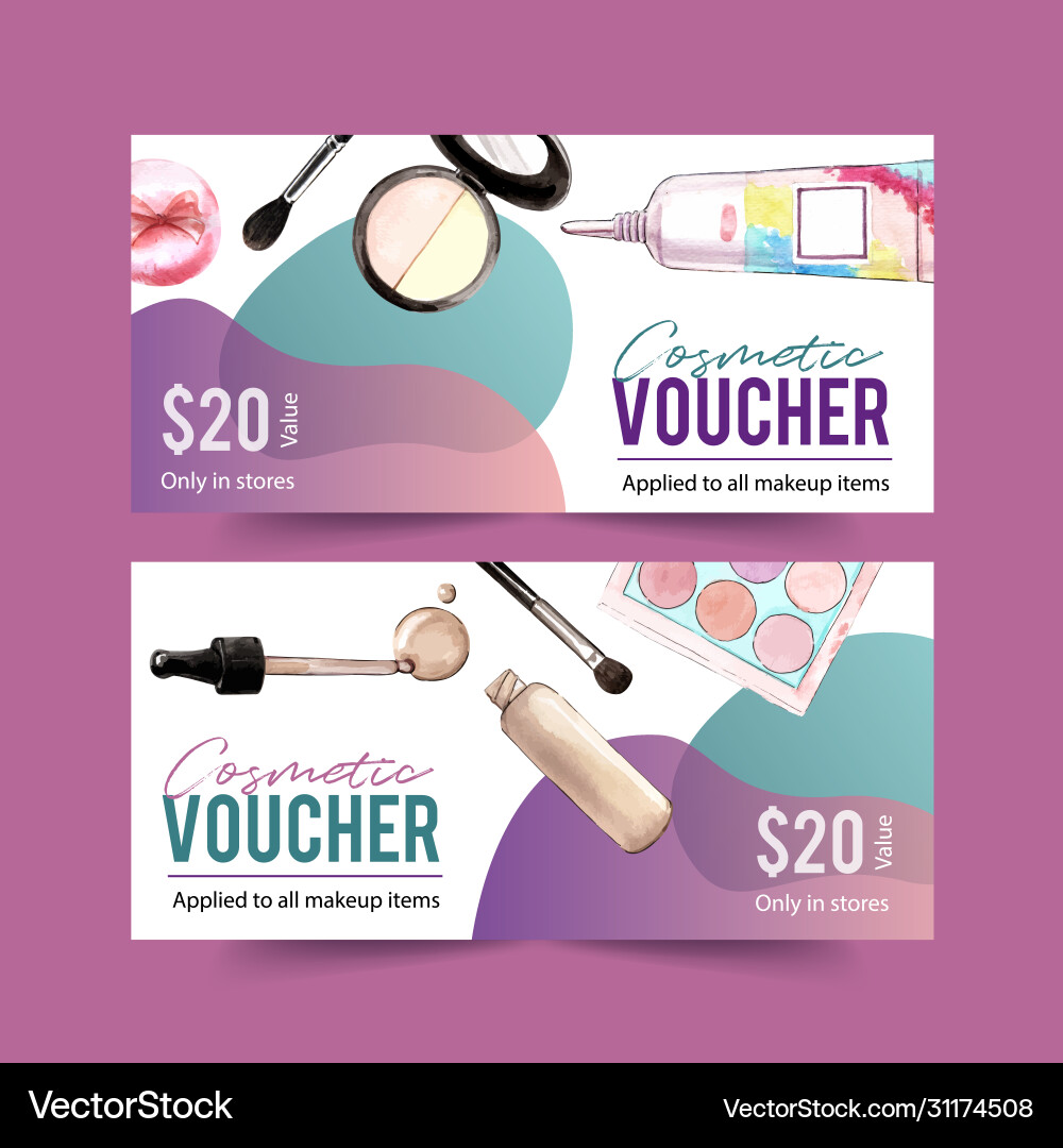 Cosmetic voucher design with brush on eyeshadow Vector Image