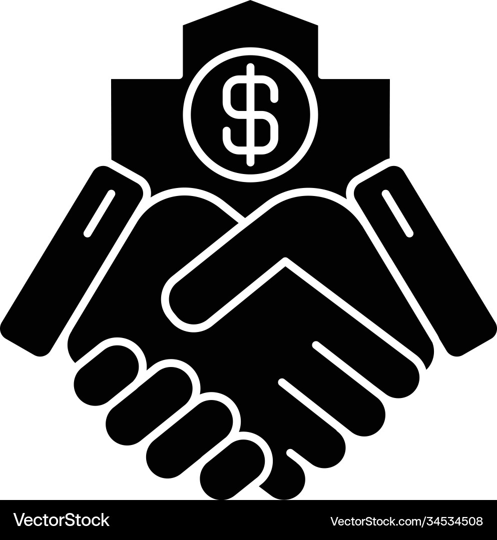 Deal black glyph icon Royalty Free Vector Image