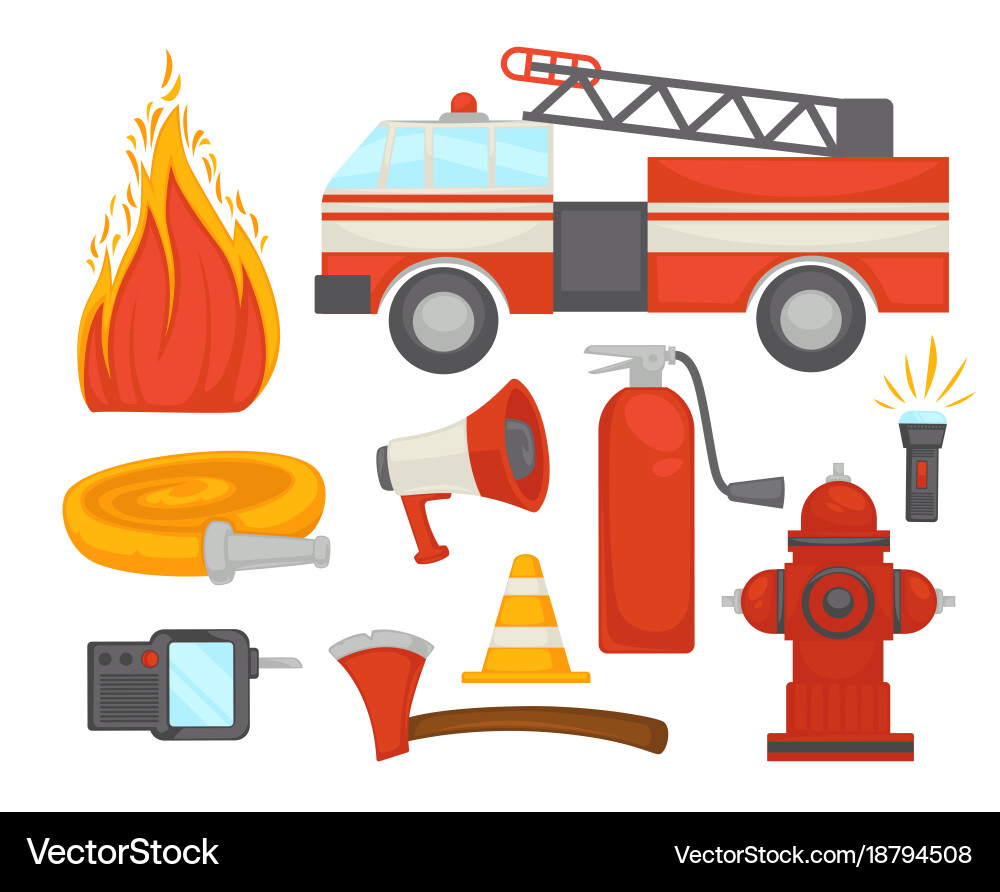 Fire protection secure team poster of firefighter Vector Image