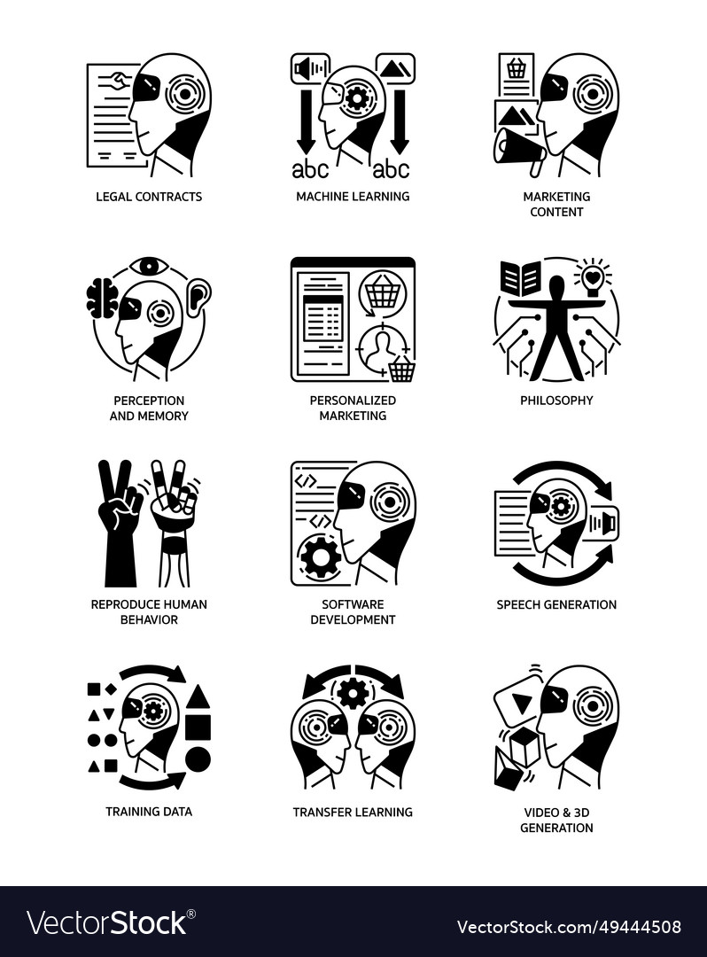 Generative ai icon set Royalty Free Vector Image Generative ai icon set Royalty Free Vector Image