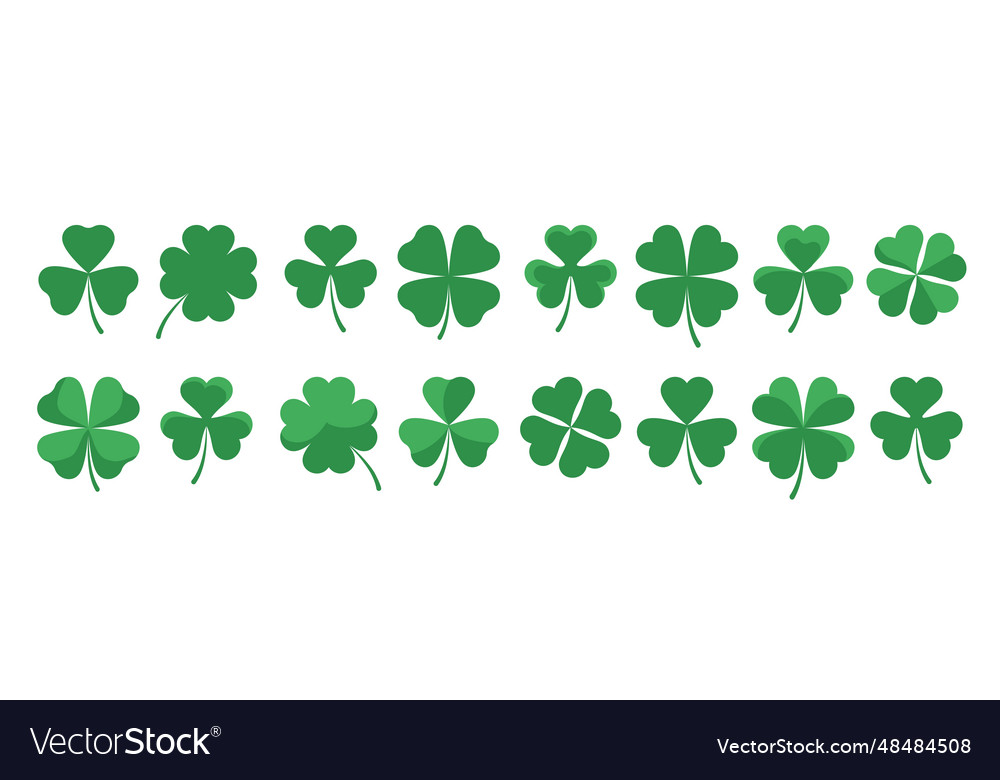 Green clover leaf set Royalty Free Vector Image