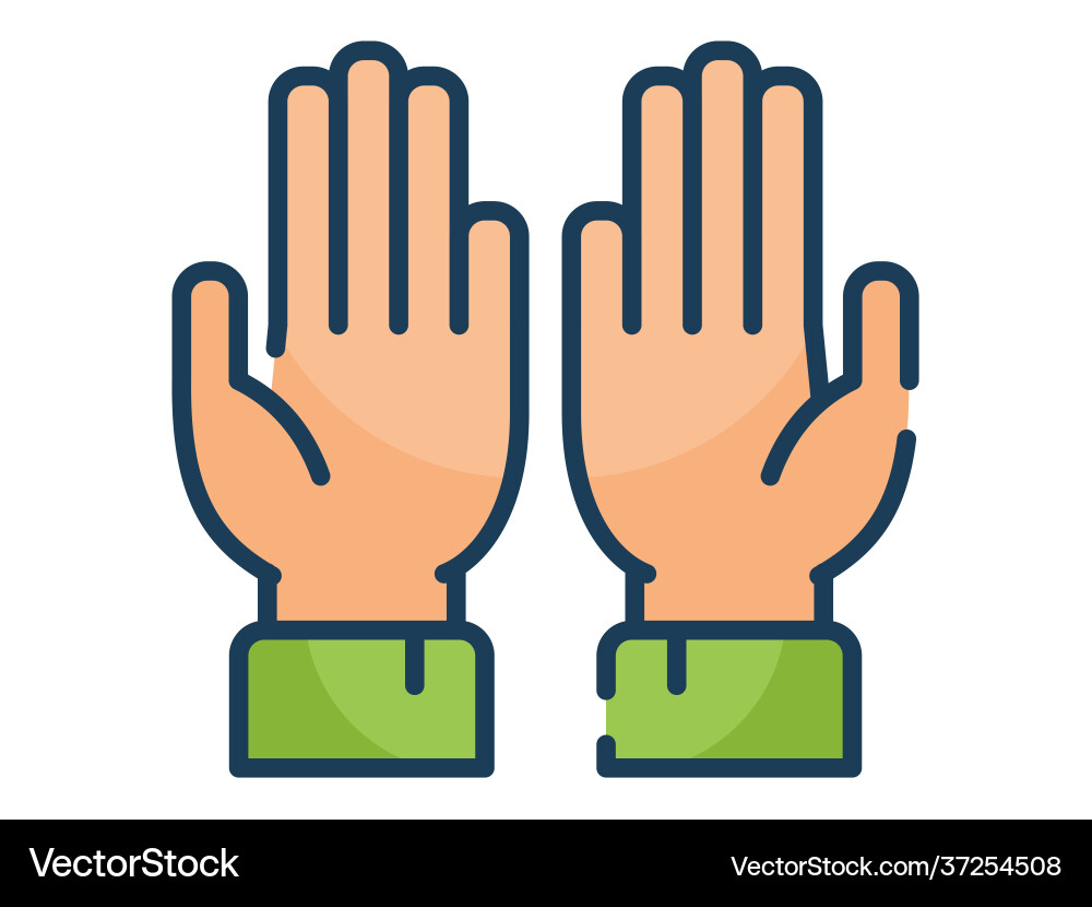 Hand pray muslim ramadan single isolated icon Vector Image