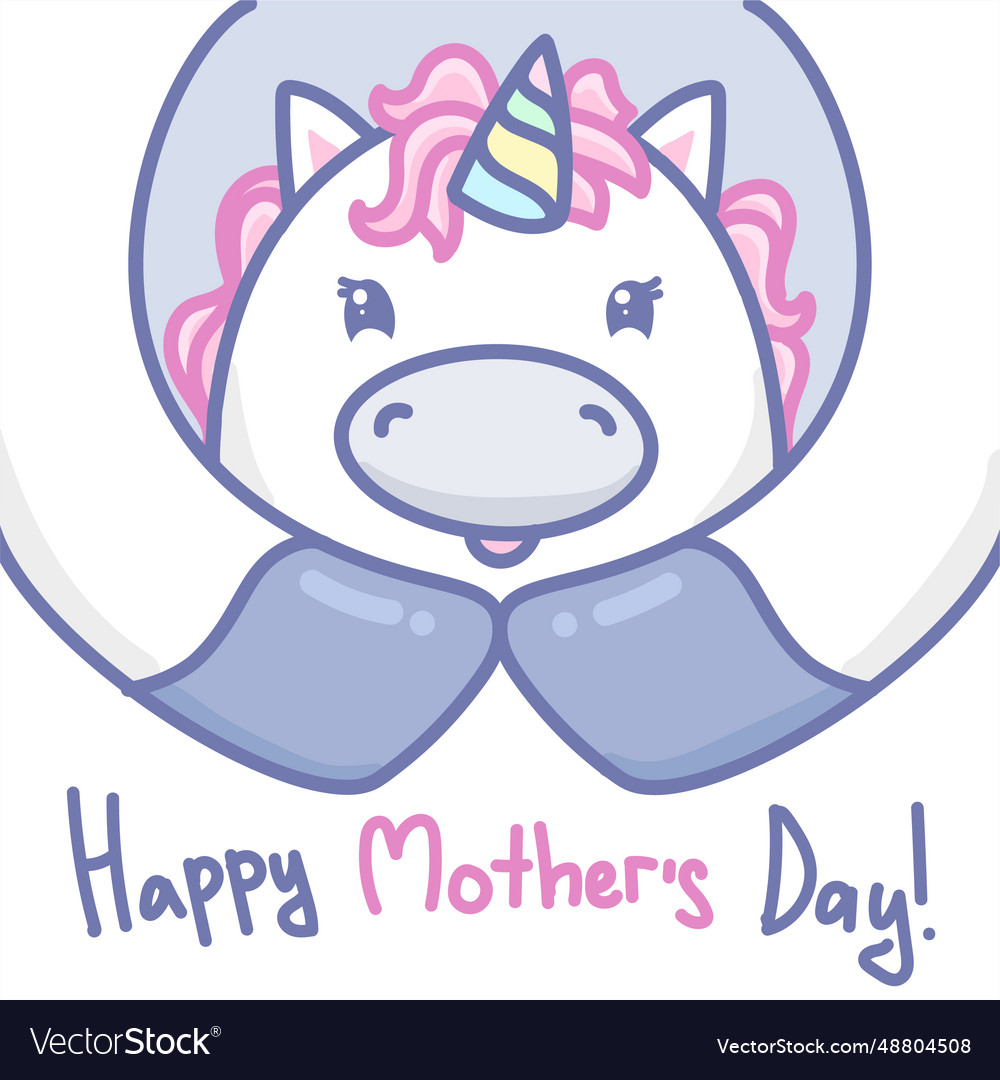 Happy mothers day card with unicorn Royalty Free Vector