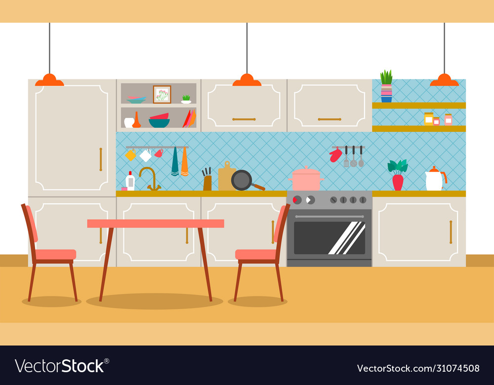Interior a kitchen Royalty Free Vector Image - VectorStock