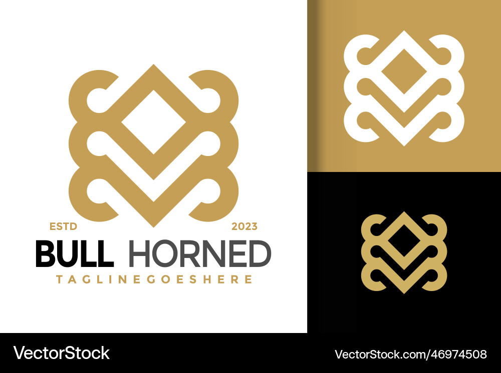M bull horned logo icon Royalty Free Vector Image