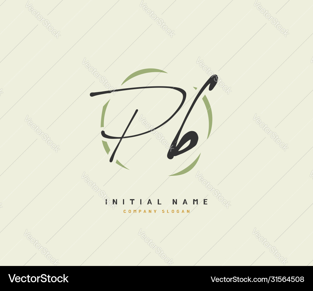 P b pb beauty initial logo handwriting Royalty Free Vector