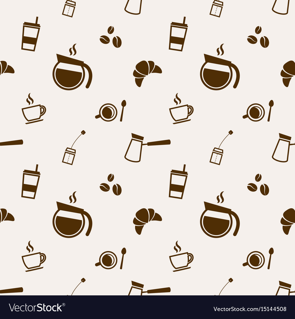 Pattern with coffee and tea elements Royalty Free Vector