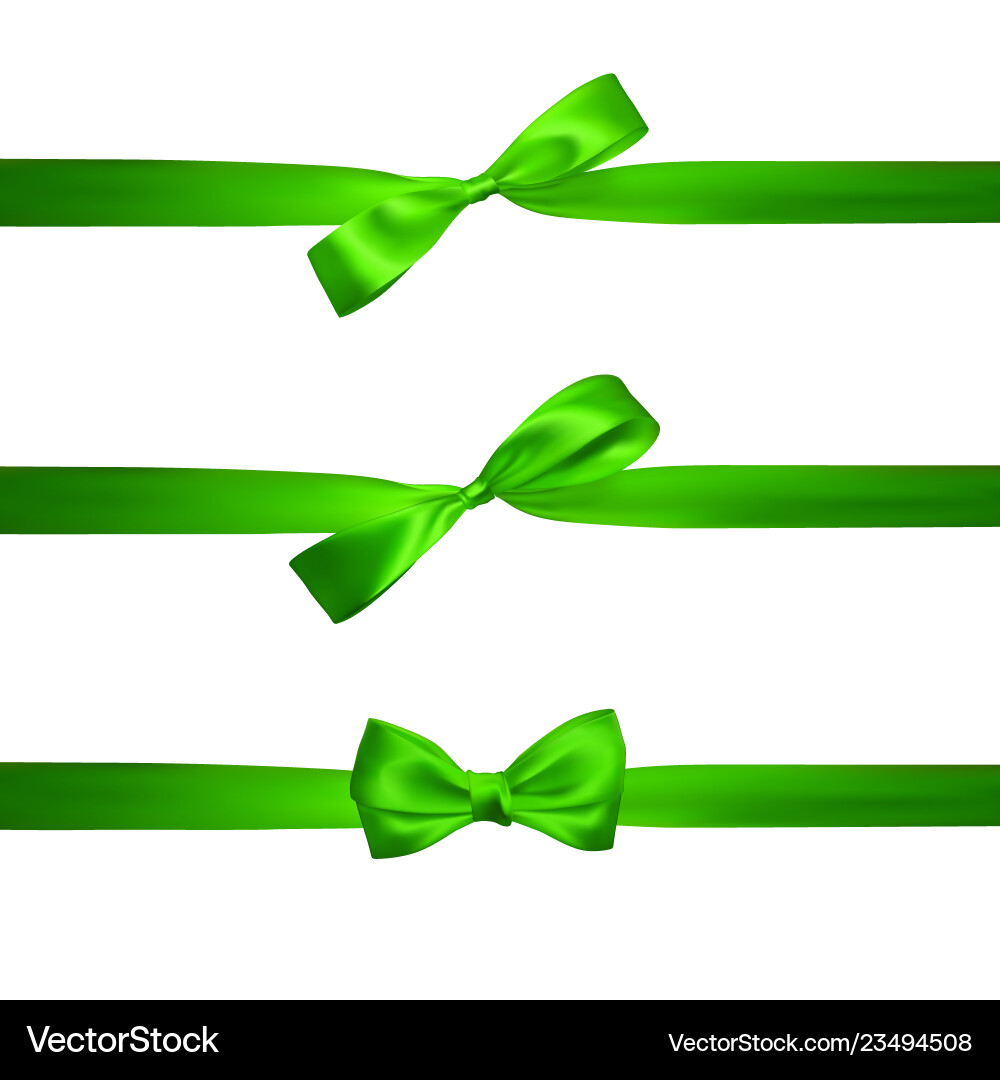Realistic green bow with horizontal green ribbons Vector Image