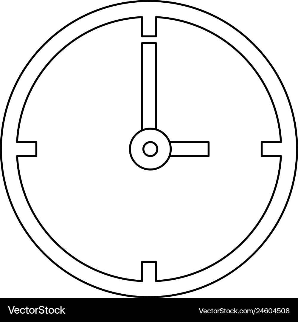 Round clock symbol in black and white Royalty Free Vector