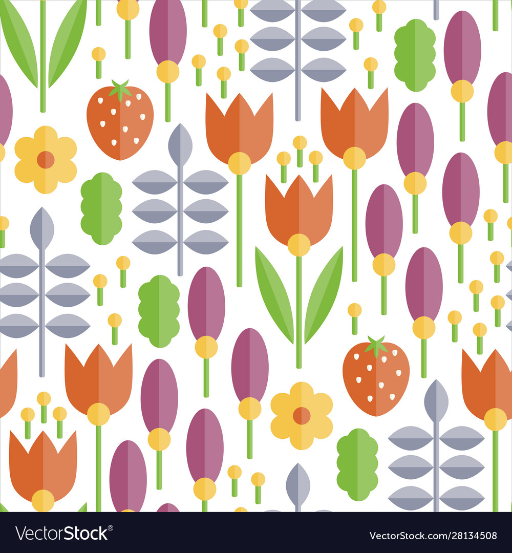 Seamless flat pattern with flowers Royalty Free Vector Image