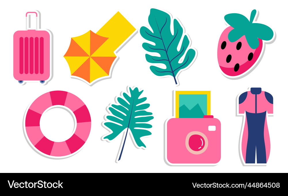 Summer stickers collection with different seasonal