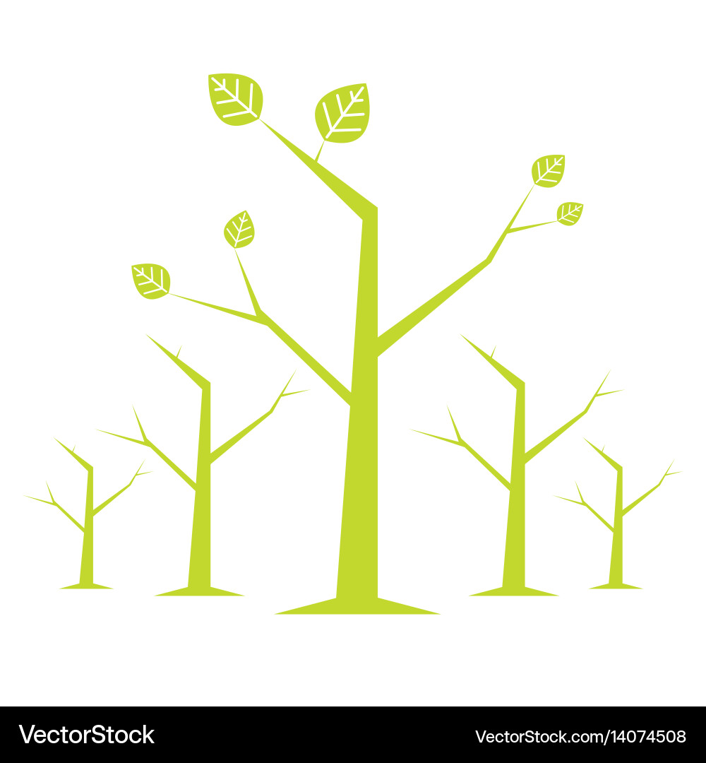 Tree and green leaves isolated on white Royalty Free Vector