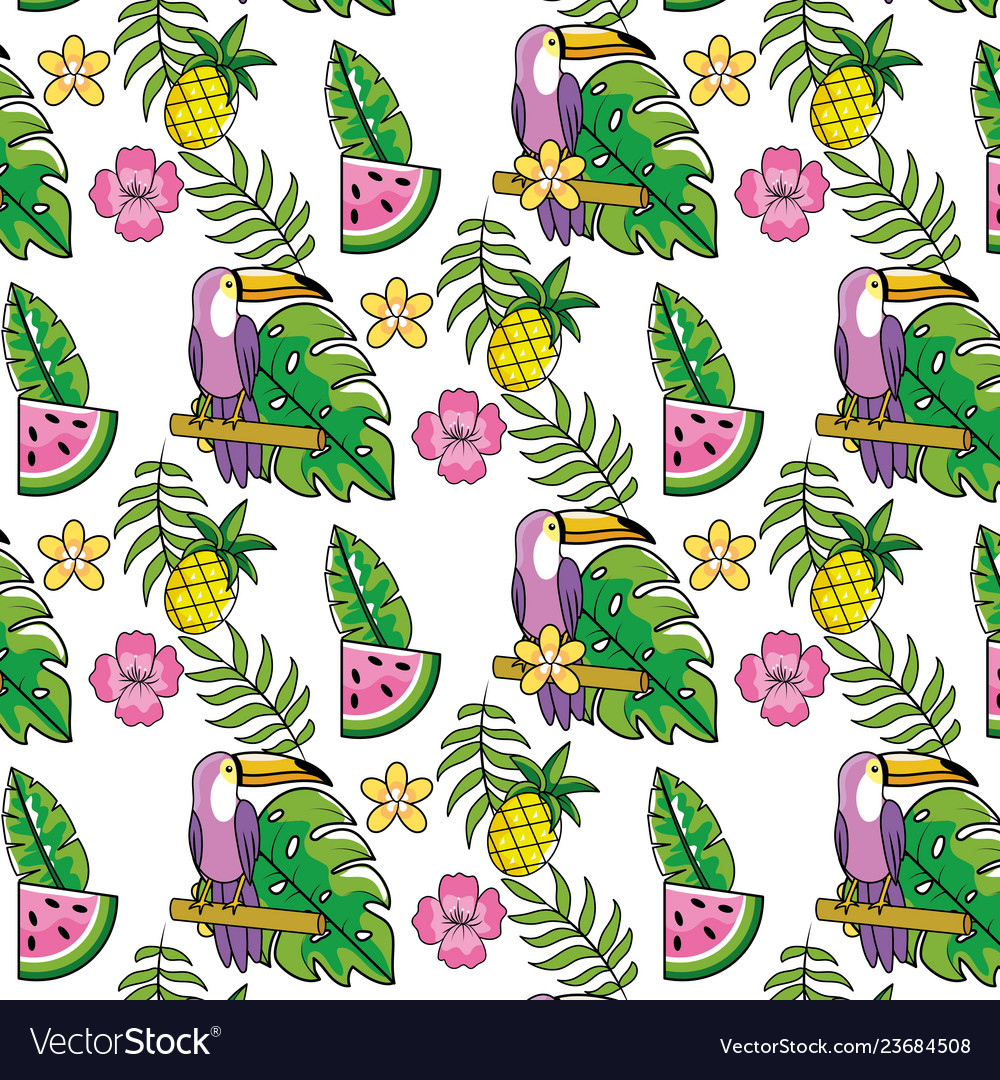 Tropical summer seamless pattern cartoon Vector Image