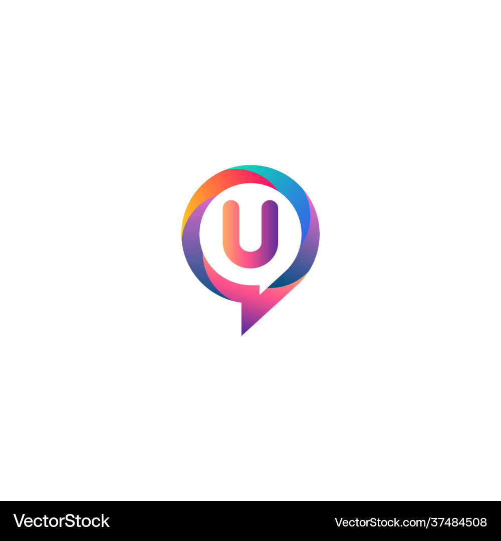 U letter colorful on circle chat icon logo Vector Image